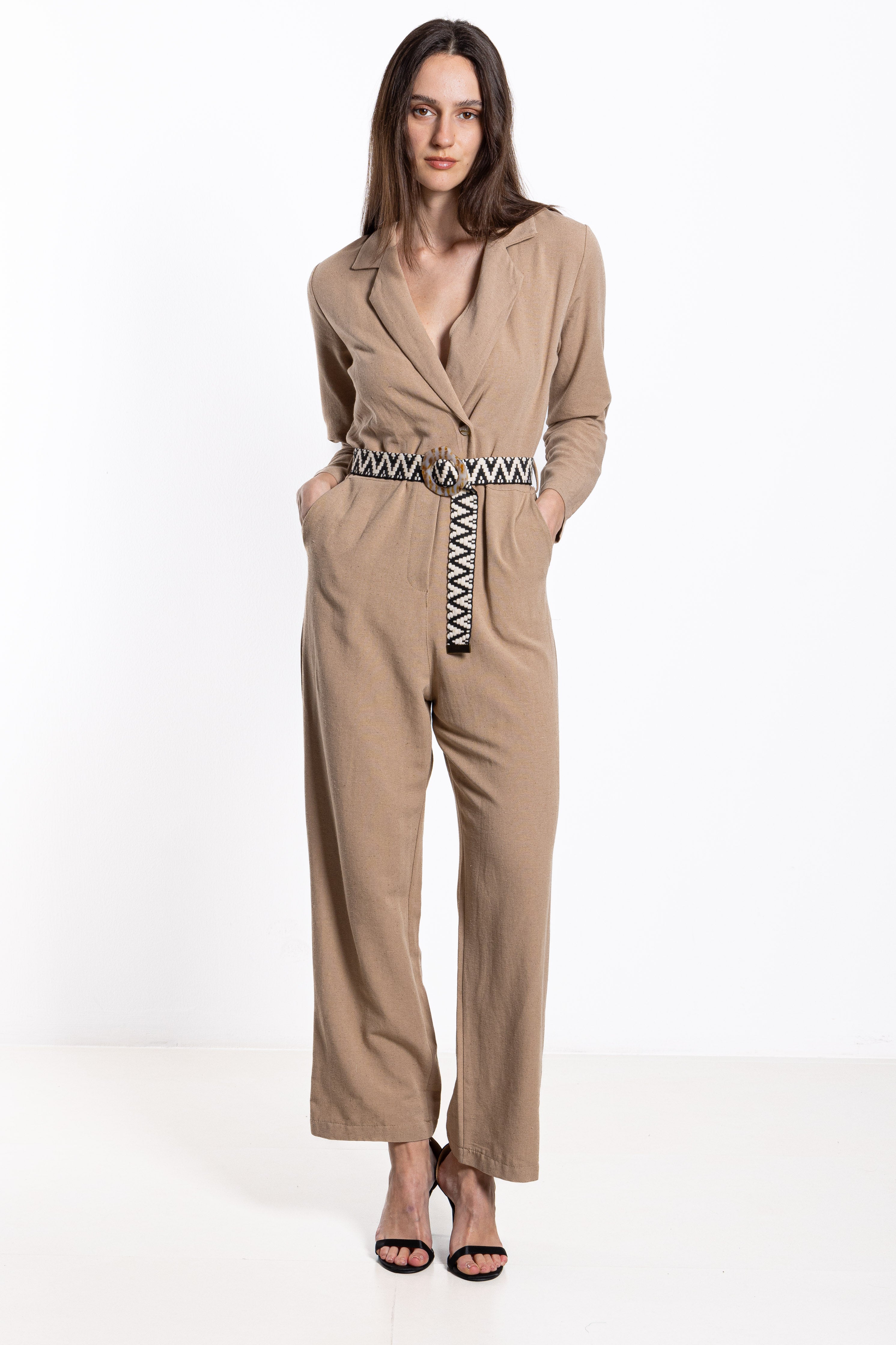 LINEN BLEND JUMPSUIT WITH BELT – SHAPES | UAE | Shop for the Latest ...